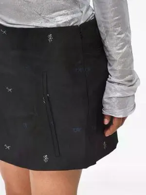 Off-White Wool-blend Jacquard Mini Skirt With Side Zip