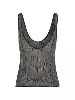 VENUJA Embellished Mesh Scoop Neck Top