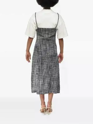 Off-White Tweed Effect Layered Midi Dress