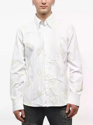 Off-White Sequin-embroidered Striped Shirt - White