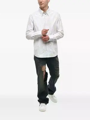 Off-White Sequin-embroidered Striped Shirt