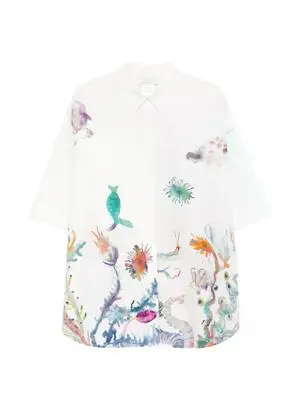 Marina Rinaldi Illustrative Print Shirt - White