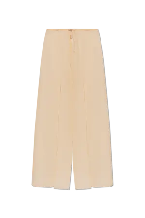 Balmain Silk Beach Trousers With Monogram - Beige