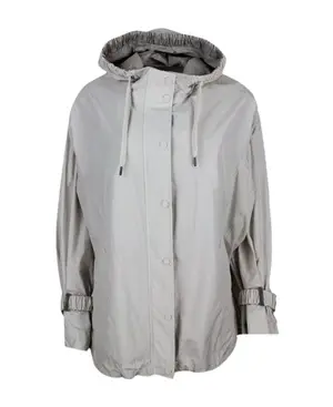 Brunello Cucinelli Long-sleeved Drawstring Hooded Jacket - Gray