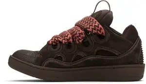 LANVIN Curb Leather Sneakers - Dark Brown