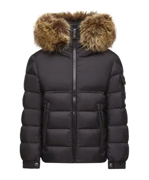 Moncler Down Jacket With Faux Fur Hood Trim