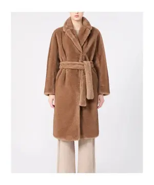 Max Mara Belted Fur Long Coat - No