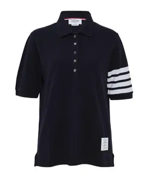 Thom Browne 4-bar Short Sleeve Polo - Navy Blue