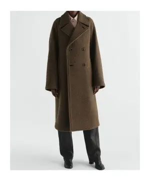 LEMAIRE Double-breasted Coat In Felted Wool And Alpaca Blend