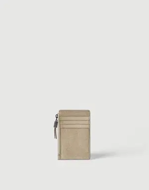 Brunello Cucinelli Suede Zip Card Holder
