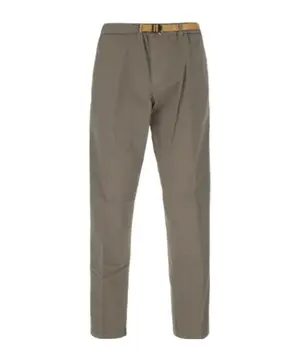WHITE SAND Pleated Trousers With Belt Detail - No