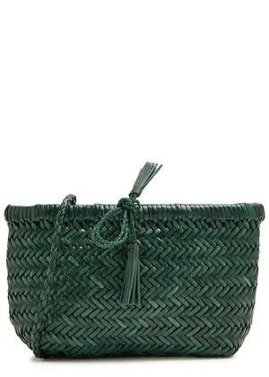 Dragon Diffusion Minsu Woven Leather Cross-body Bag - Dark Green