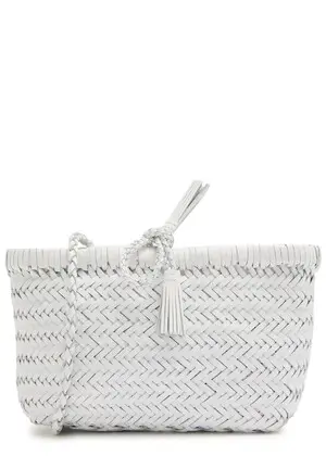 Dragon Diffusion Minsu Woven Leather Cross-body Bag - White