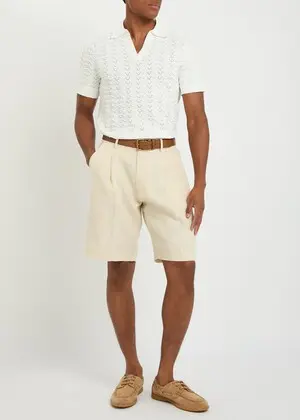 CHE Ripple Textured Fine-knit Polo Shirt