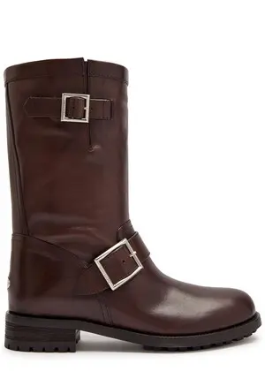 JIMMY CHOO Biker Leather Mid-calf Boots