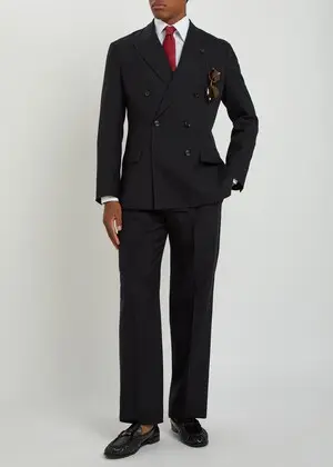 LARDINI Pinstriped Double-breasted Wool Blazer