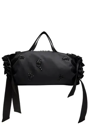 Simone Rocha Double Ribbon Rosette Nylon Top Handle Bag