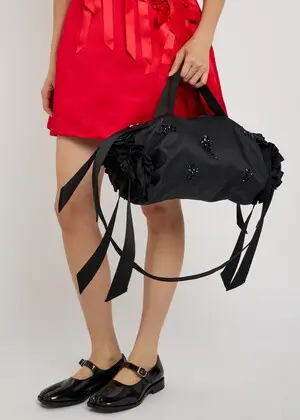 Simone Rocha Double Ribbon Rosette Nylon Top Handle Bag