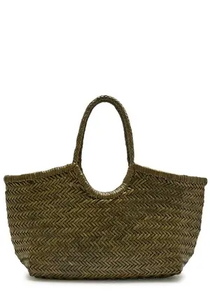 Dragon Diffusion Nantucket Big Woven Leather Tote Bag - Khaki