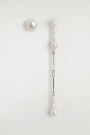 COS Asymmetric Freshwater Pearl Drop Earrings
