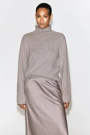 Cos Crinkled Satin Midi Skirt