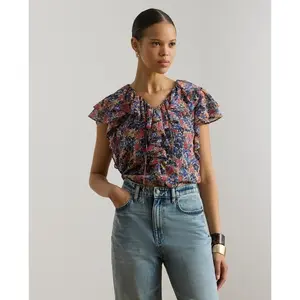 Ralph Lauren Floral Ruffle-trim Georgette Blouse