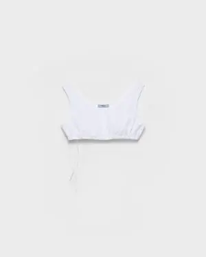 Prada Poplin Top With Drawstring Hem - White