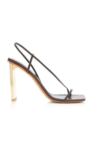 ARIELLE BARON Narcissus Leather Sandals With Gold Tone Heel
