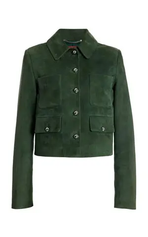 Altuzarra Specialorder-astley Suede Jacket - Green