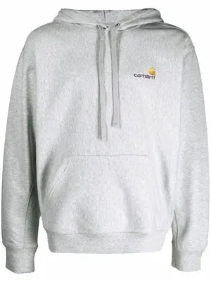 Carhartt Work In Progress Embroidered Logo Cotton Hoodie - Grey