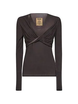 UMA WANG Twisted Long Sleeve Top - Brown