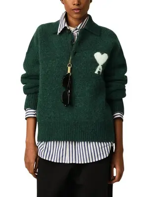 AMI Paris De Coeur Polo Shirt - Green