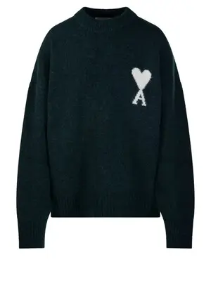AMI Paris De Coeur Crew Neck Sweater - Green