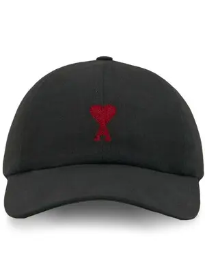 AMI Paris De Coeur Cotton Baseball Cap - Black