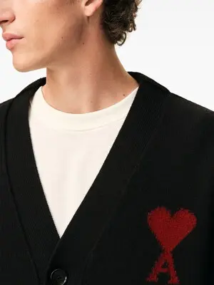 AMI Paris De Coeur Wool Cardigan
