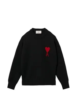 AMI Paris De Coeur Wool Sweater - Black