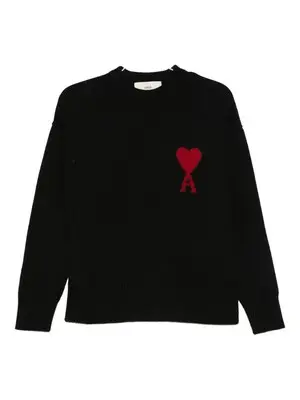 AMI Paris De Coeur Wool Cardigan - Black