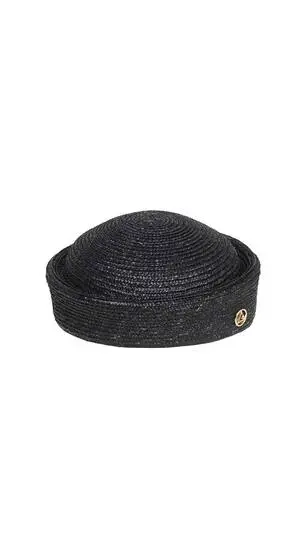 LE TRAP Milos Pillbox Hat In Handwoven Straw - Black