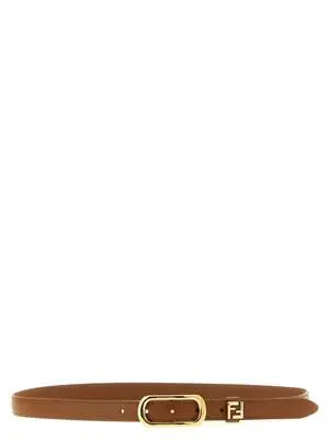 Fendi Smooth Calf Leather Belt With Ff Logo Buckle - Brown