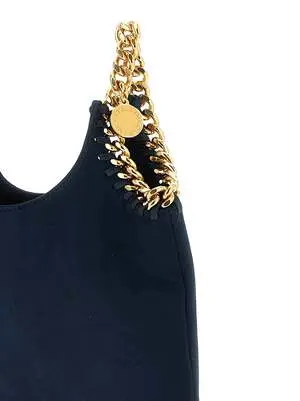 Stella McCartney Alter Suede Falabella Wrist Bag With Gold Tone Chain - Blue