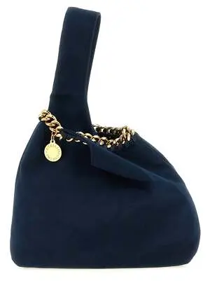 Stella McCartney Alter Suede Falabella Wrist Bag With Gold Tone Chain - Blue
