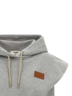 Fendi Essentia Sleeveless Cropped Hoodie Sweatshirt Top - Gray