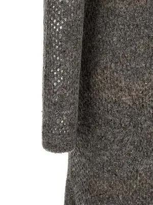 Brunello Cucinelli Long Sleeve Mesh Lace Dress