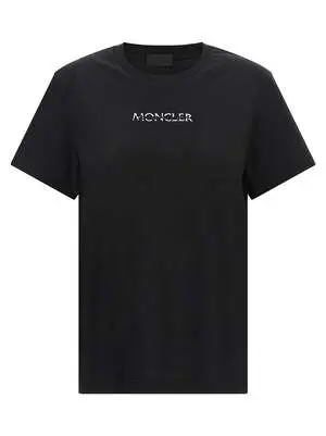 Moncler Logo Embroidery Cotton T-shirt - Black