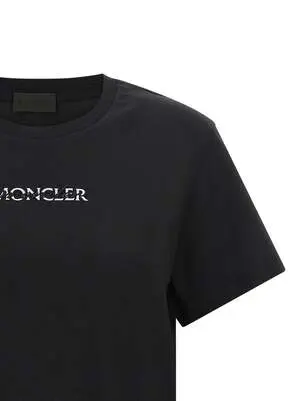 Moncler Logo Embroidery Cotton T-shirt - Black