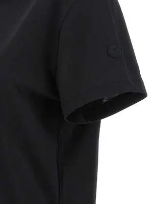 Moncler Logo Embroidery Cotton T-shirt - Black