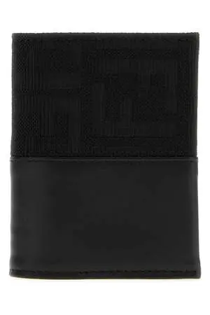 Fendi Jacquard And Leather Ff Card Holder - Black