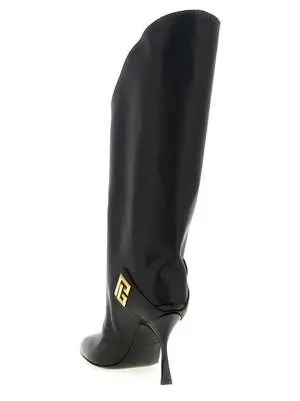 Balmain Twist Calf Leather Boots - Black