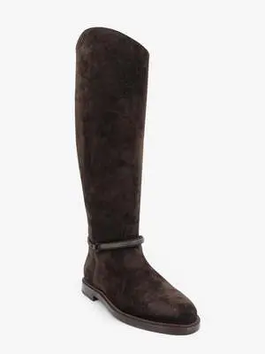 Brunello Cucinelli Precious Strap Suede Boots