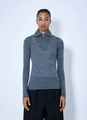 JIL SANDER Quarter-zip Long Sleeve Top - Gray
